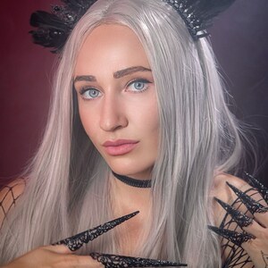 Black Halo Crown, Feather Halo Headpiece, Rave Outfit Women, Gothic ...