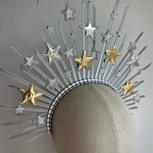 Silver Star Crown, Celestial Crown, Star Halo Crown, Happy Holidays ...