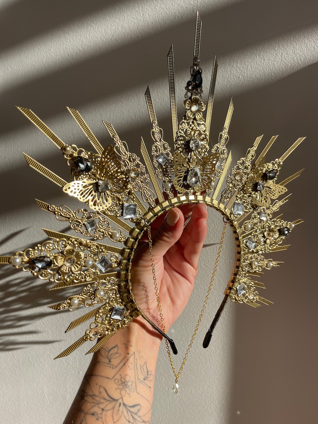 Gold Halo Crown, Halo Headpiece, Bridal Crown, Flower Crown, Headdress ...