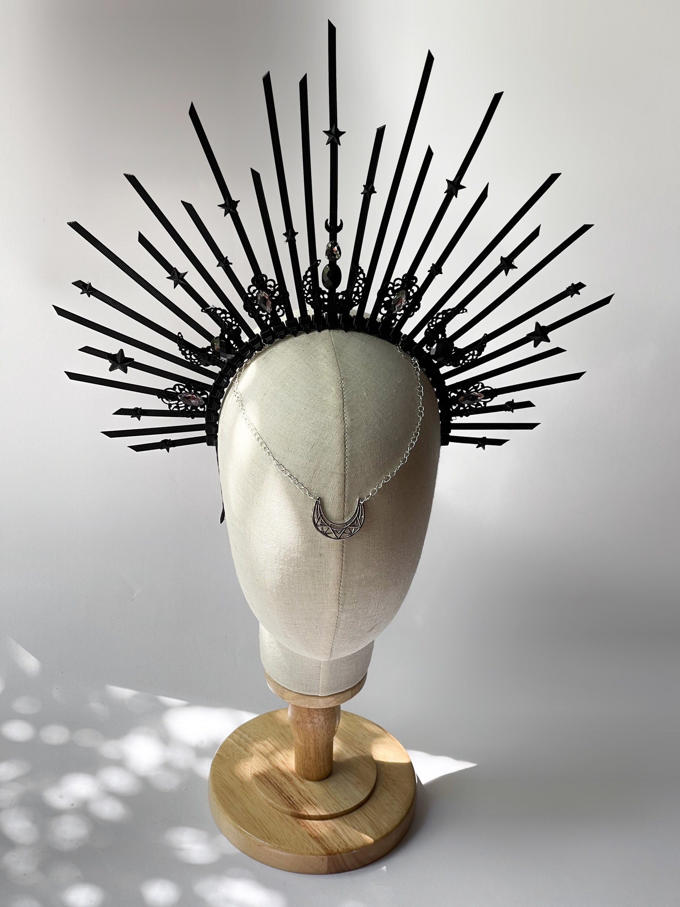 Black Halo Crown Gothic Wedding Crown Crystal Halo Crown - Etsy