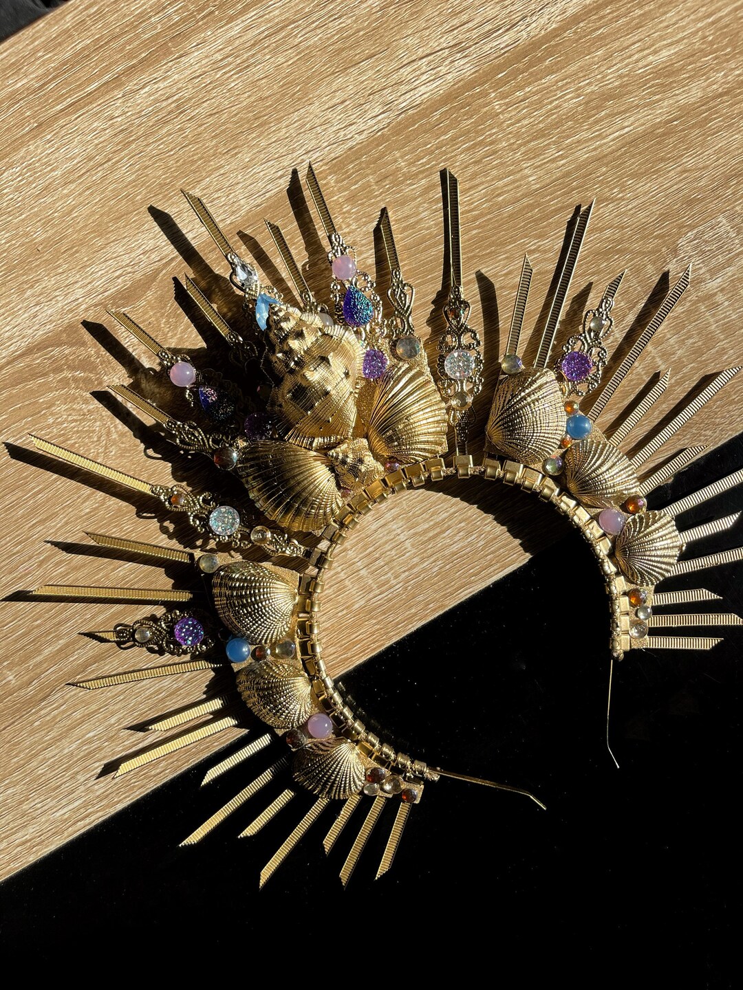 Gold Mermaid Headpiece, Shell Crown, Gold Halo Crown, Beach Wedding ...