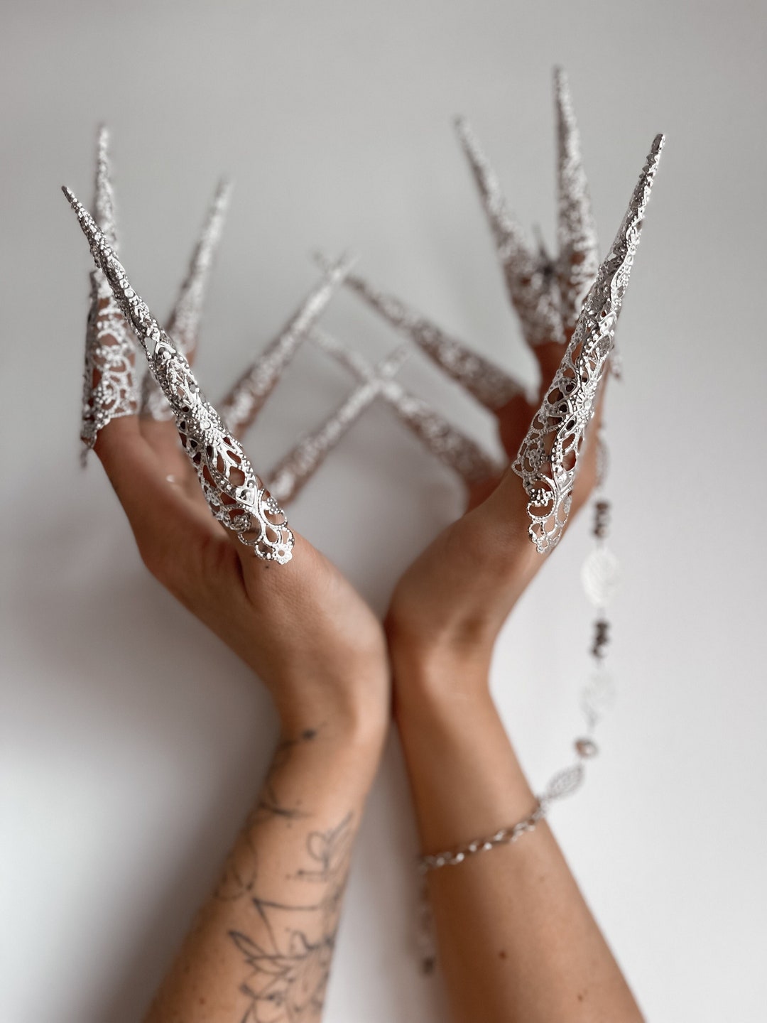 Silver Finger Claws, Armor Rings, Fairy Bracelet Full Finger, Sugar ...