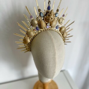 Gold Mermaid Headpiece, Shell Crown, Gold Halo Crown, Beach Wedding ...