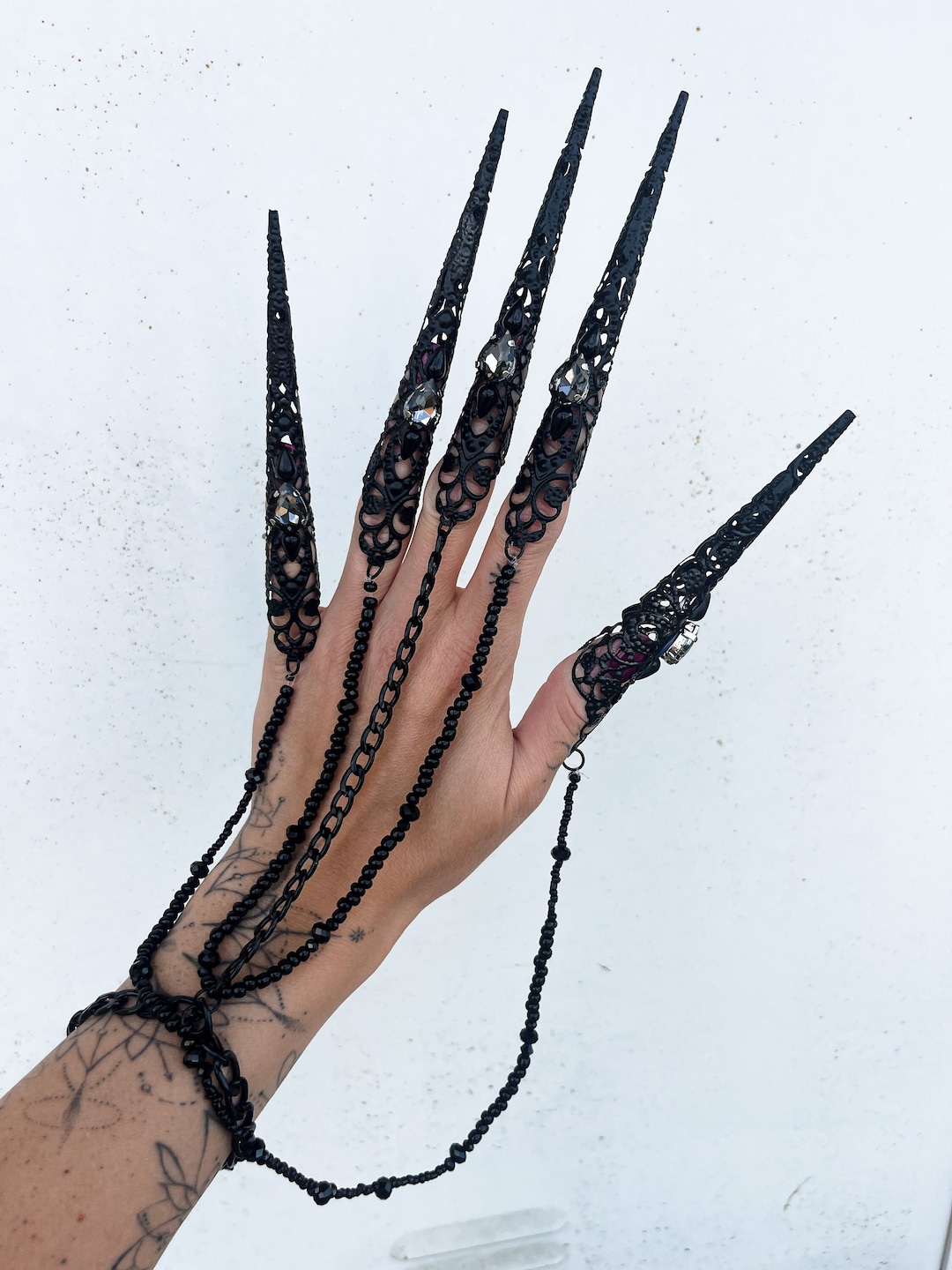 Black Finger Claws Bracelet Gothic Claw Rings Witch Nail - Etsy