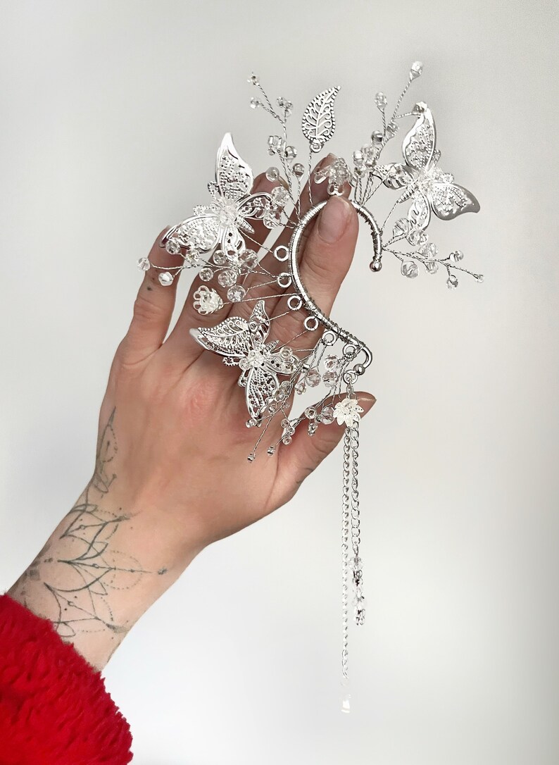 Butterfly Ear Cuff Gold Elf Ear Cuff Flower Ear Cuff Chain - Etsy