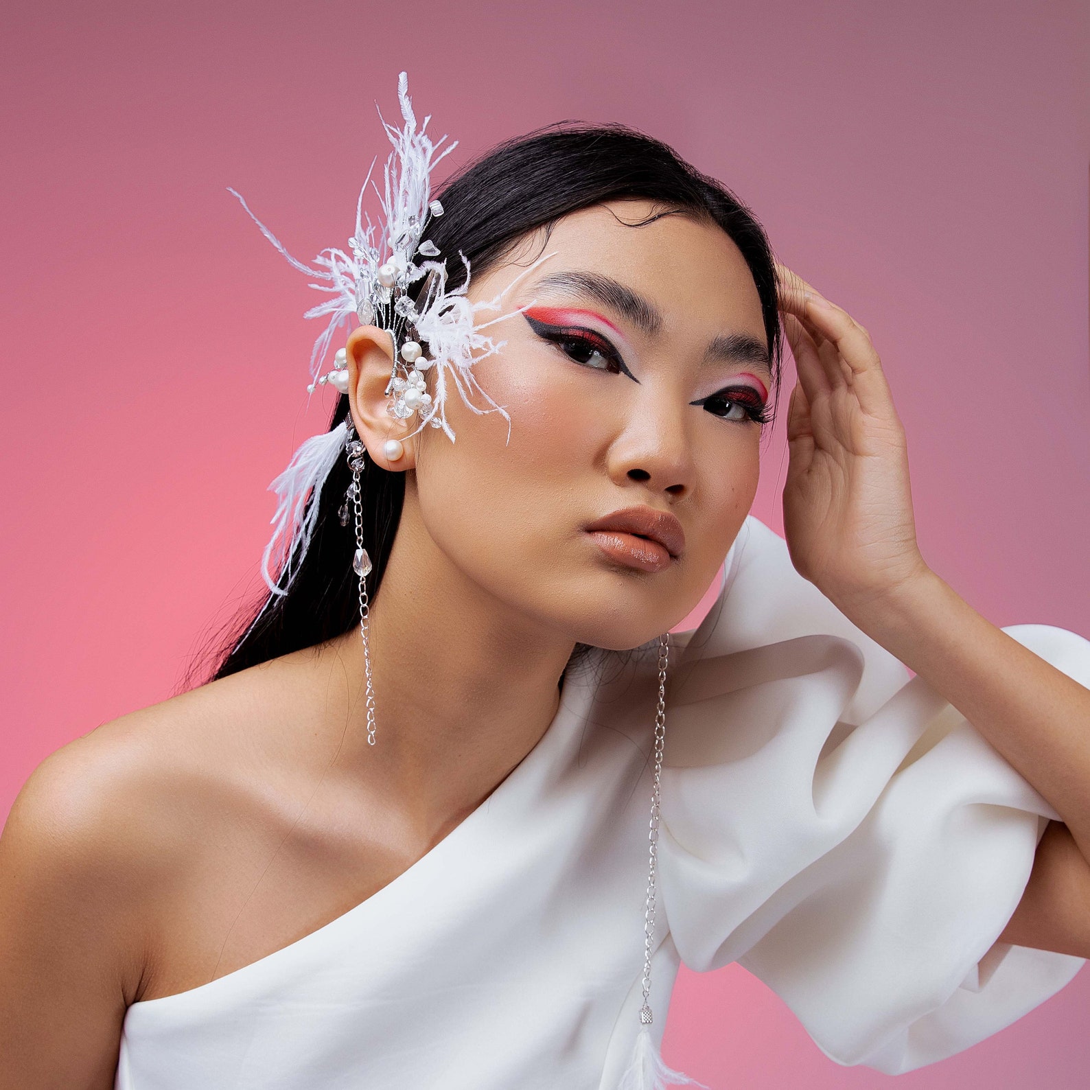 Wedding White Feather Ear Cuff Boho Bridal Ear Cuff No - Etsy