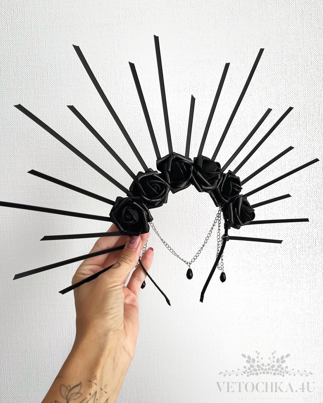 Gothic Headpiece, Black Halo Crown, Vampire Crown, Forest Witch Tiara ...