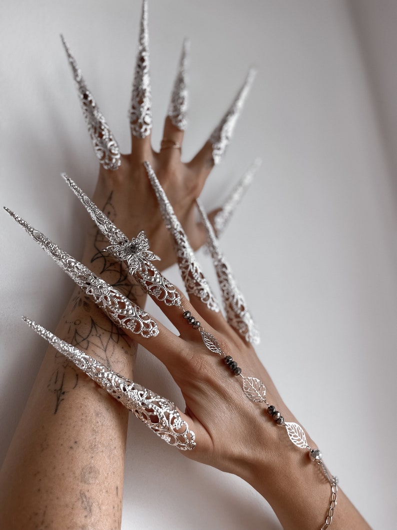Silver Finger Claws, Armor Rings, Fairy Bracelet Full Finger, Sugar ...