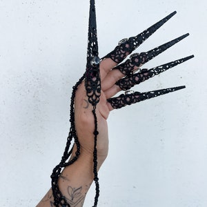 Black Finger Claws Bracelet, Gothic Claw Rings, Witch Nail Claws ...