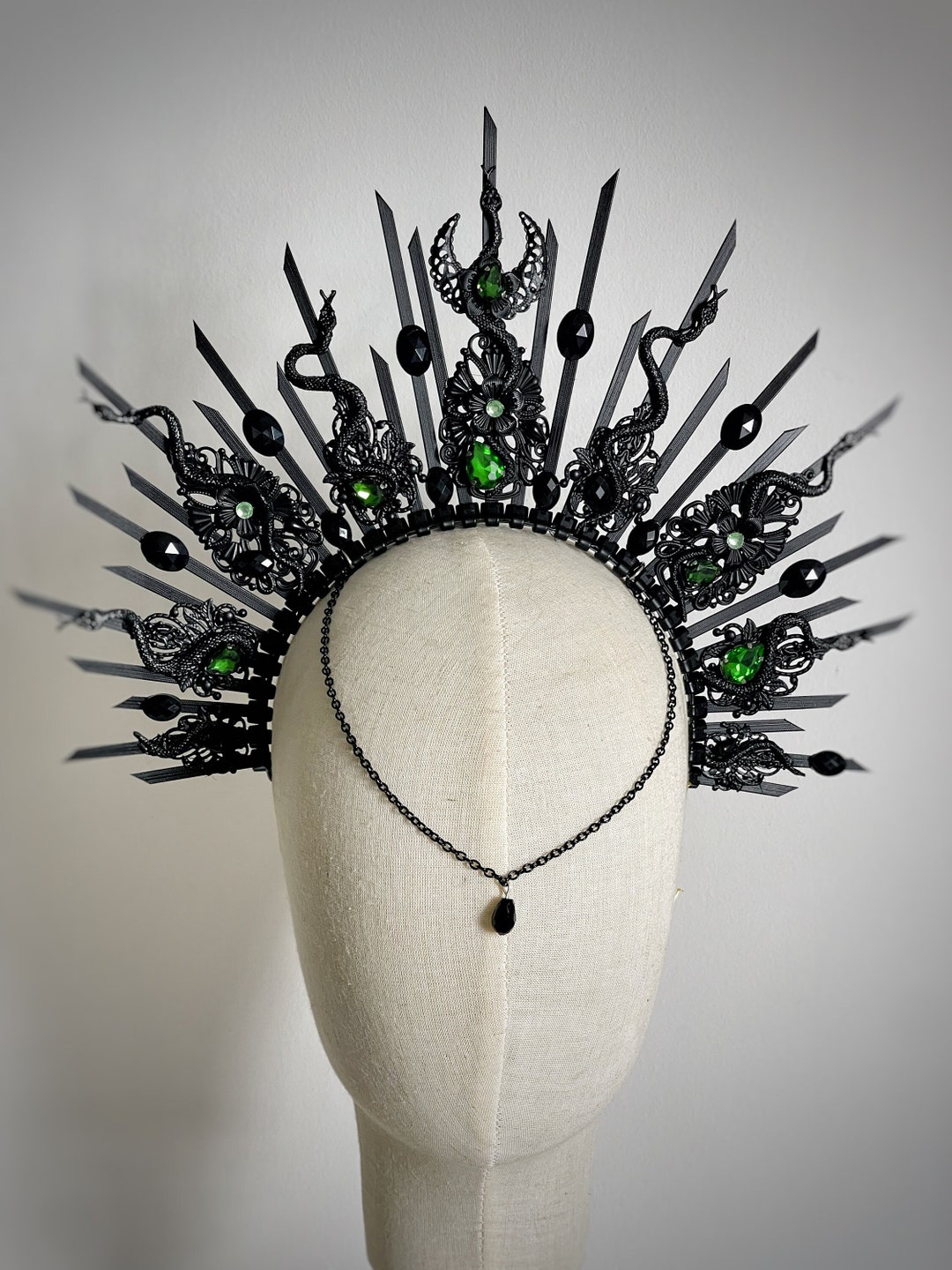 Black Halo Crown, Medusa Crown, Snake Queen Crown, Medusa Headpiece ...