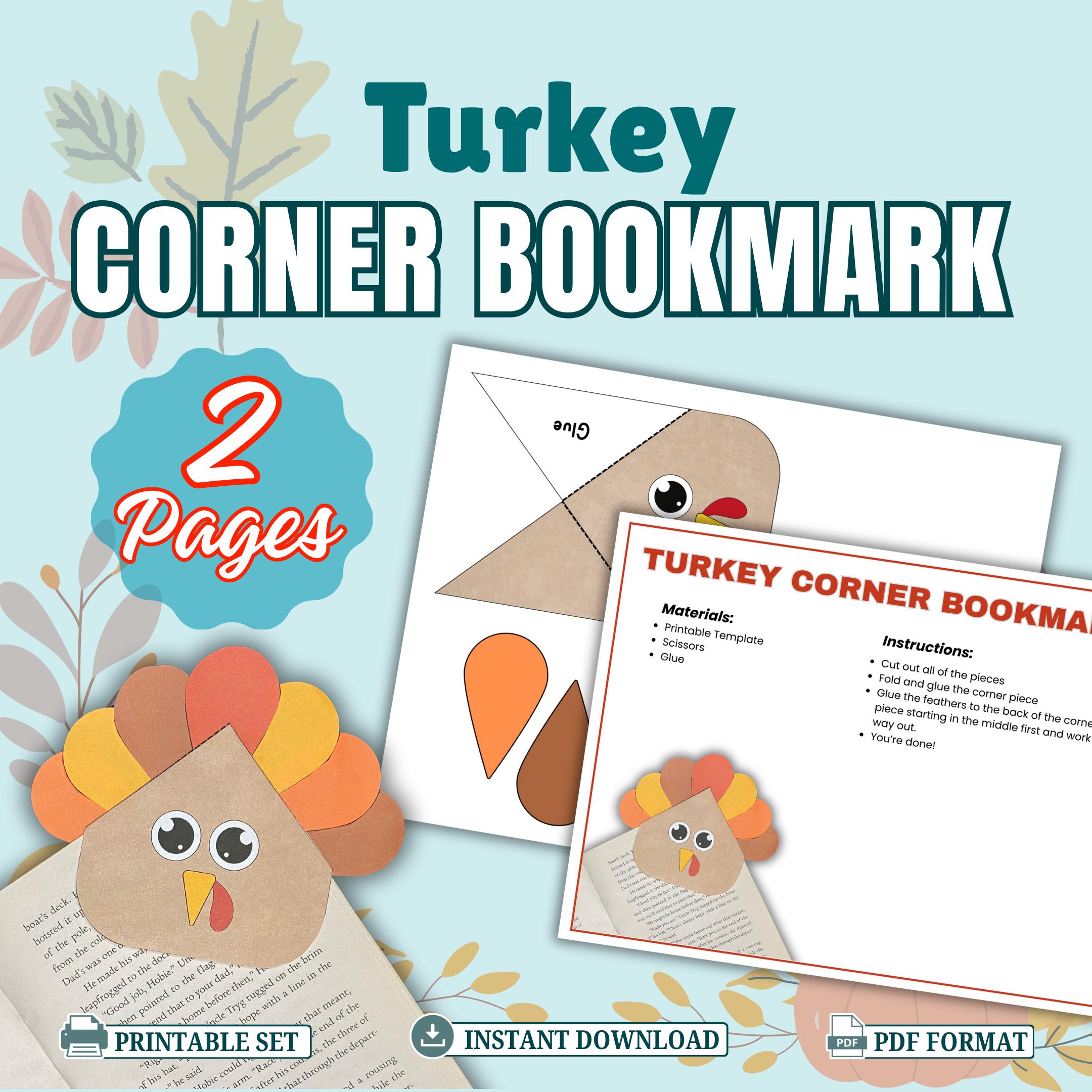 Turkey Bookmark Printable Cut and Fold Kids Thanksgiving Activity ...