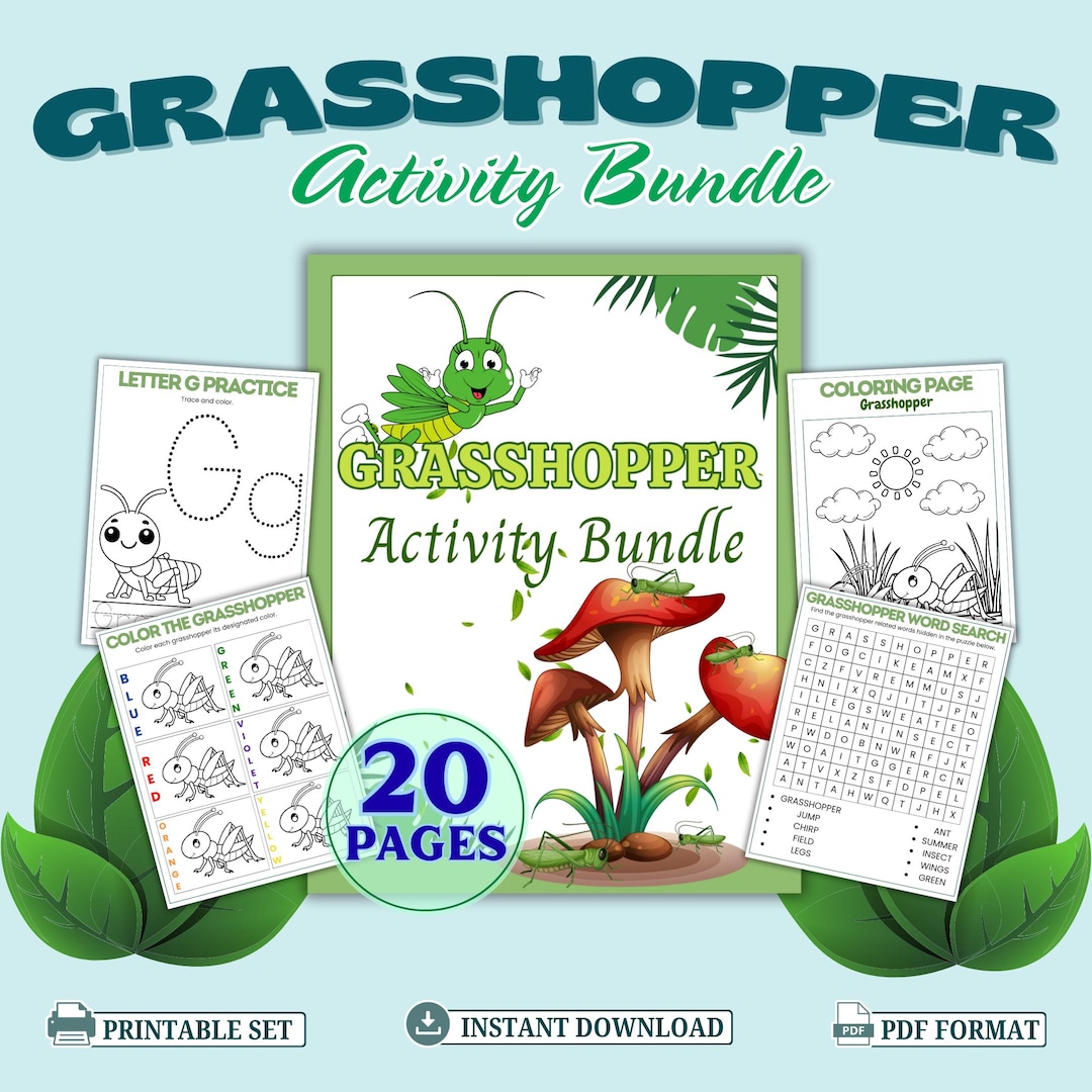Letter G Practice Worksheets Printable Grasshopper Activity Bundle ...