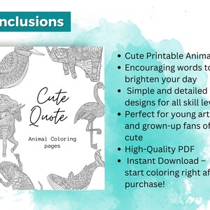 Adorable Animal Coloring Pages With Inspiring Quotes for Kids & Adults ...
