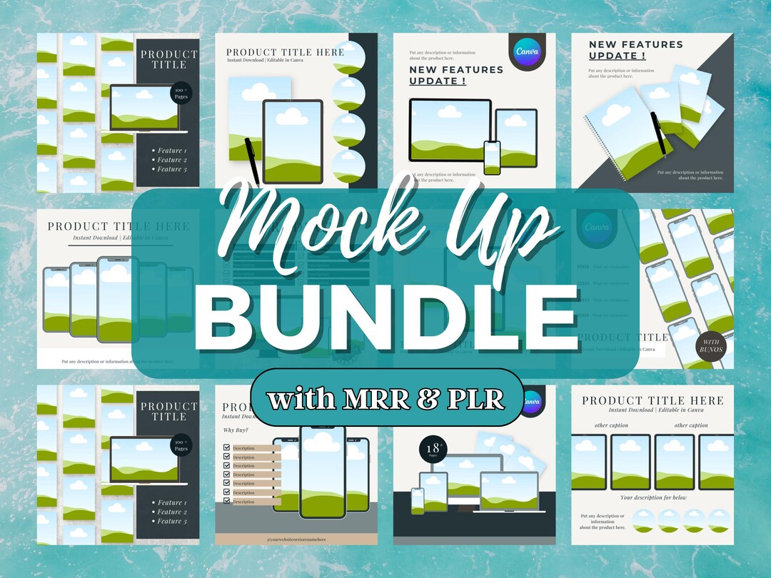 Products Canva Mockup Template Bundle Editable Product Designs Digital ...
