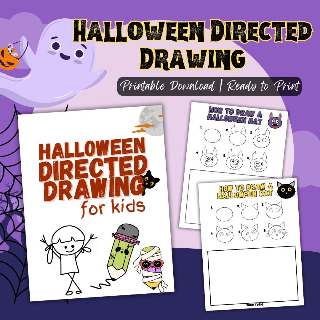 Halloween Directed Drawing: Step-by-step Art, Kids Classroom (PDF ...