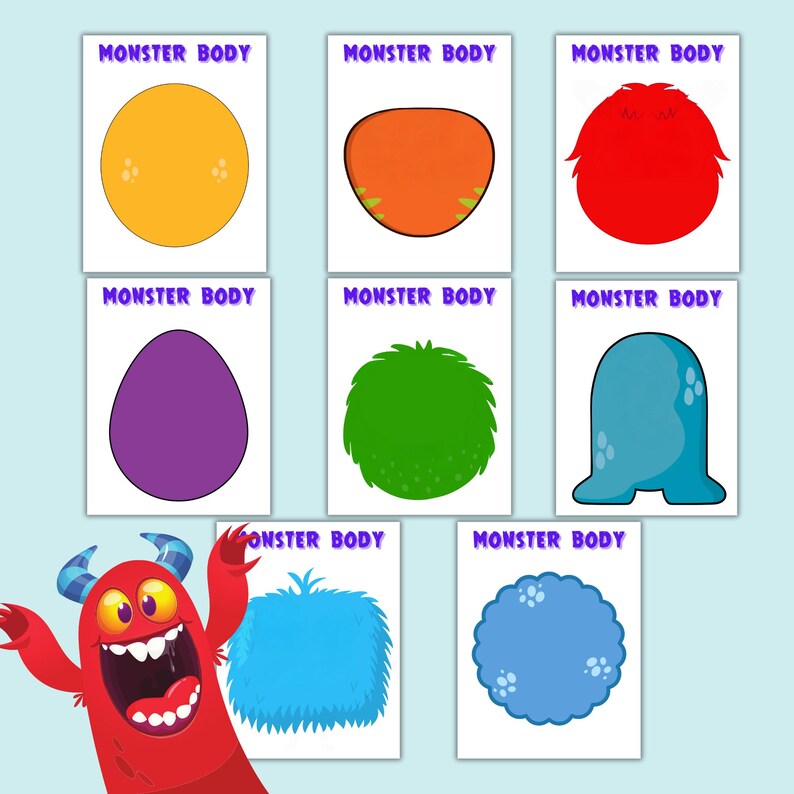 Kids Activity Sheets Printable Build A Monster Cut and Paste - Etsy