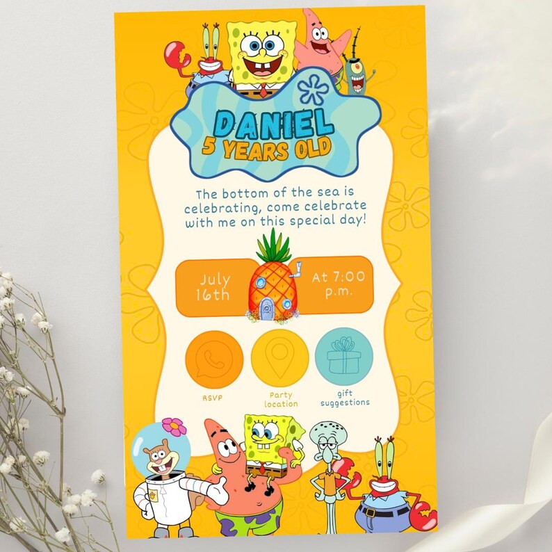Spongebob Birthday Invitation | Underwater Party Invite | Editable ...