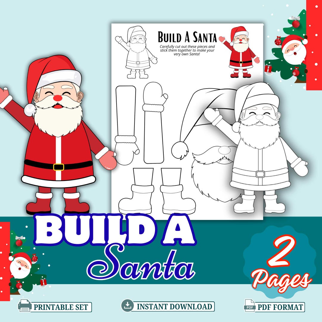 Christmas Printable Build A Santa Kids Craft Instant Download - Etsy