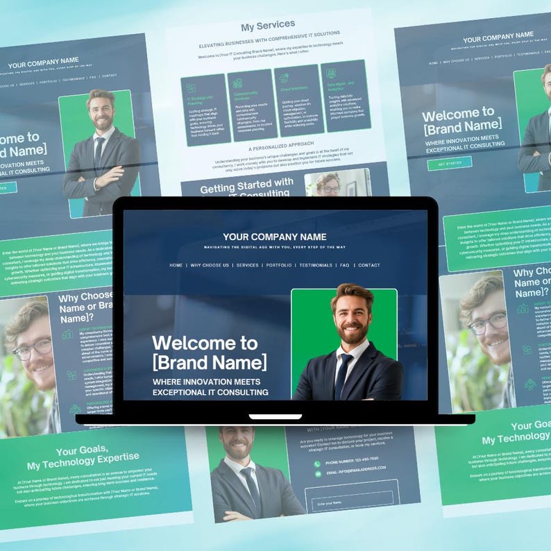Modern Tech Website Theme IT Consultants Cybersecurity Canva Design ...