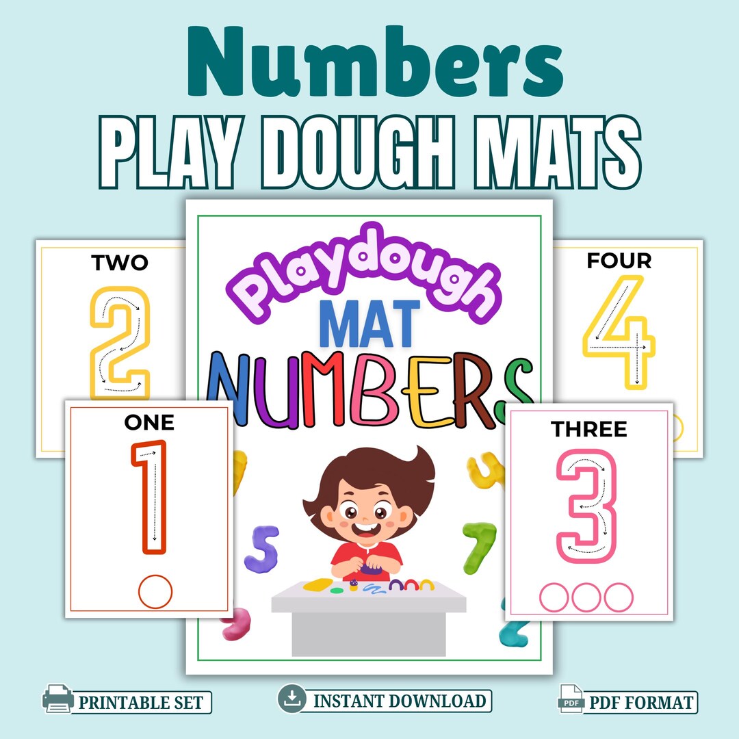 Play Dough Mat Numbers 1-20 Learning Set - Printable - Etsy