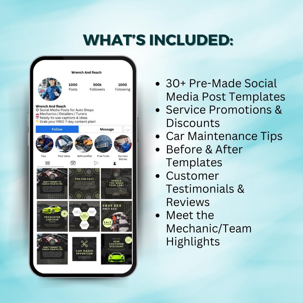 Mechanic Auto Repair Social Media Posts Bundle Autobidy Digital ...