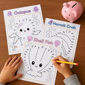 Dot to Dot Ocean Animals Printable Kids Connect the Dots Fun Activity ...