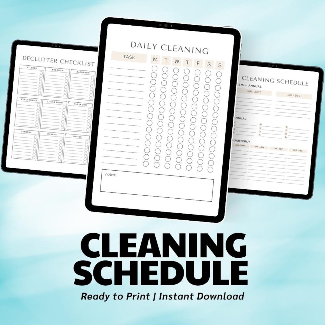 Cleaning Schedule Template | Ready-to-print PDF Planner | Weekly ...