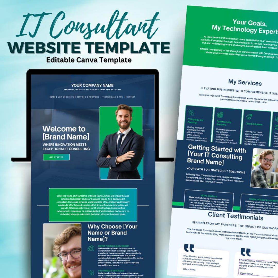 Modern Tech Website Theme IT Consultants Cybersecurity Canva Design ...