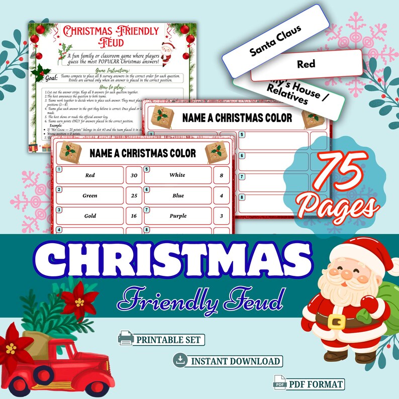 Christmas Family Feud Game Printable Party Quiz Pack Instant Download ...