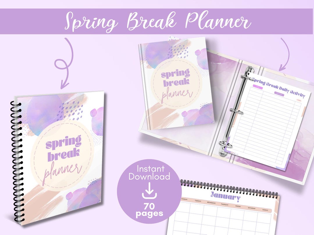 Stylish Purple Spring Break Planner | Daily & Weekly Schedules + Travel ...