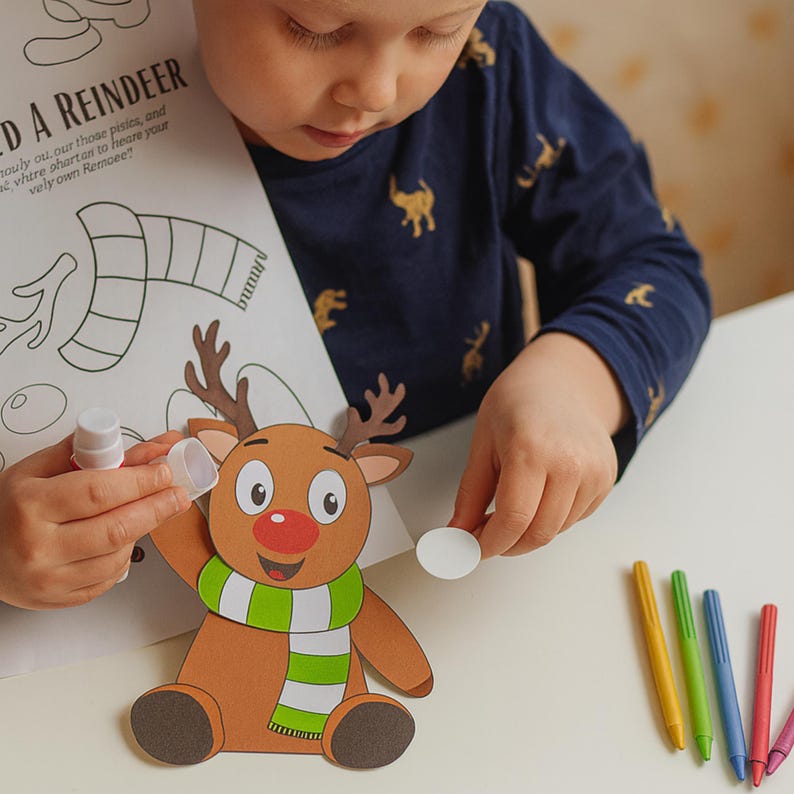 Build a Reindeer Holiday Craft Printable Activity Pages Instant ...