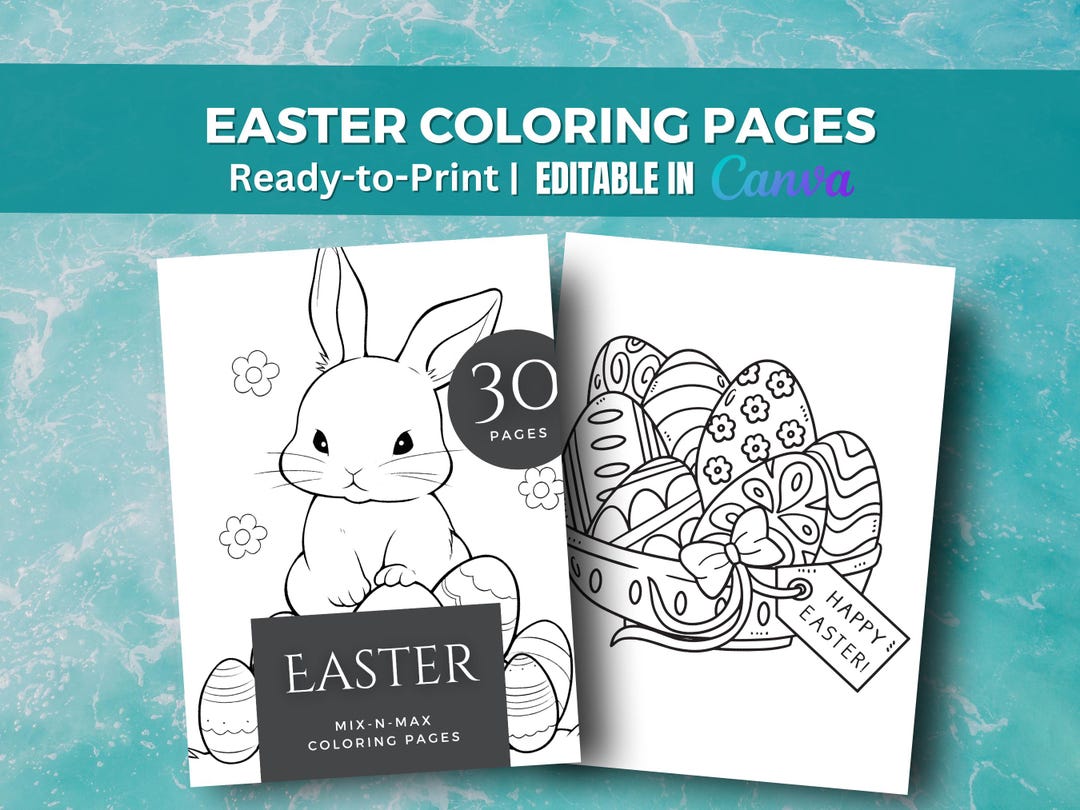 Easter Coloring Books for Kids and Adults Spring Activity Digital Art ...