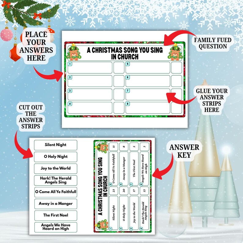 Christmas Family Feud Game Printable Party Quiz Pack Instant Download ...