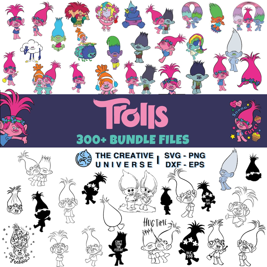 Buy Trolls Bundle SVG, Troll Cricut Cut File DXF, PNG, Clipart ...