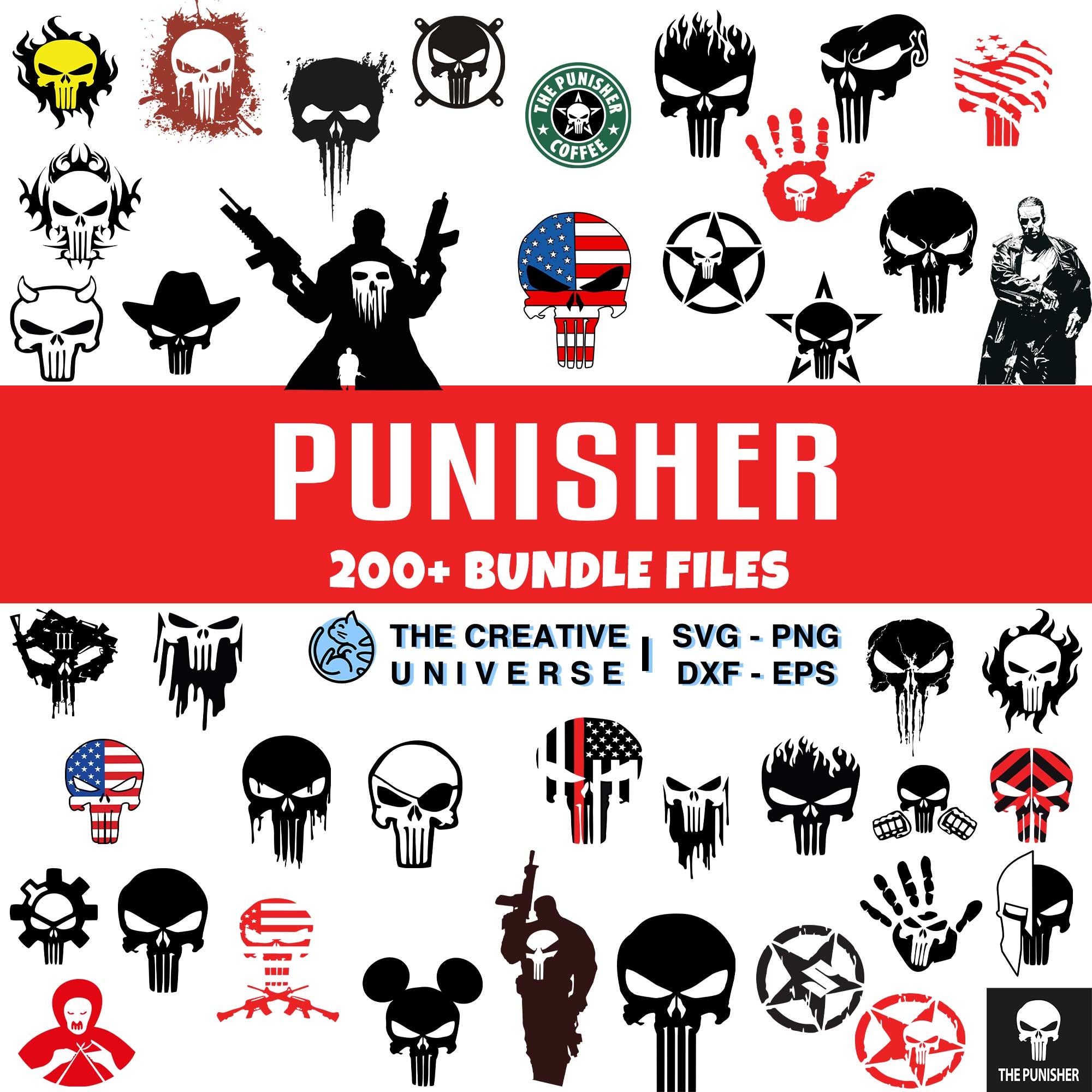 Punisher Bundle SVG, Cricut Cut File, Judge, Super Hero , DXF, PNG ...