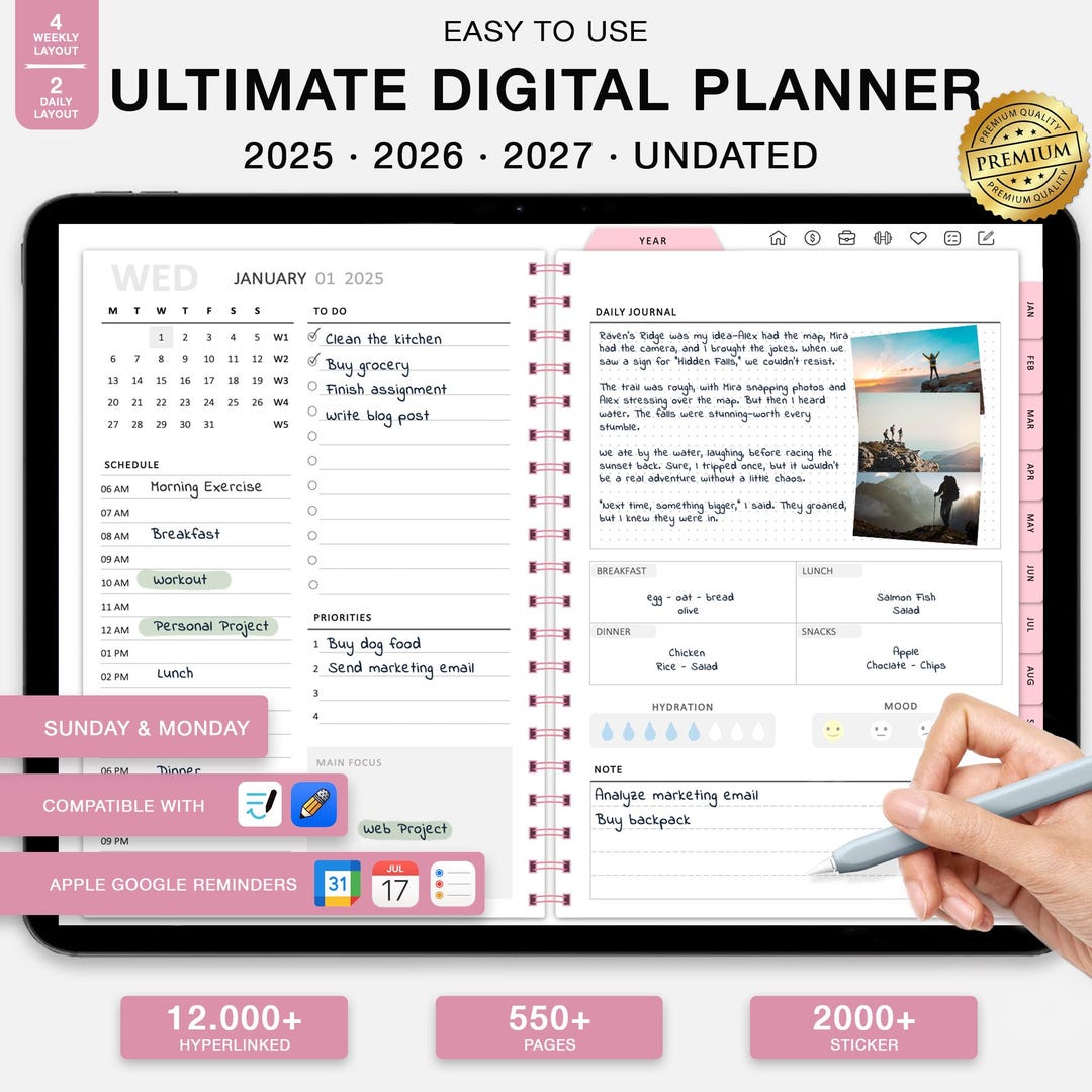 Ultimate Digital Planner Pink 2025, Goodnotes Planner, Daily Planner ...