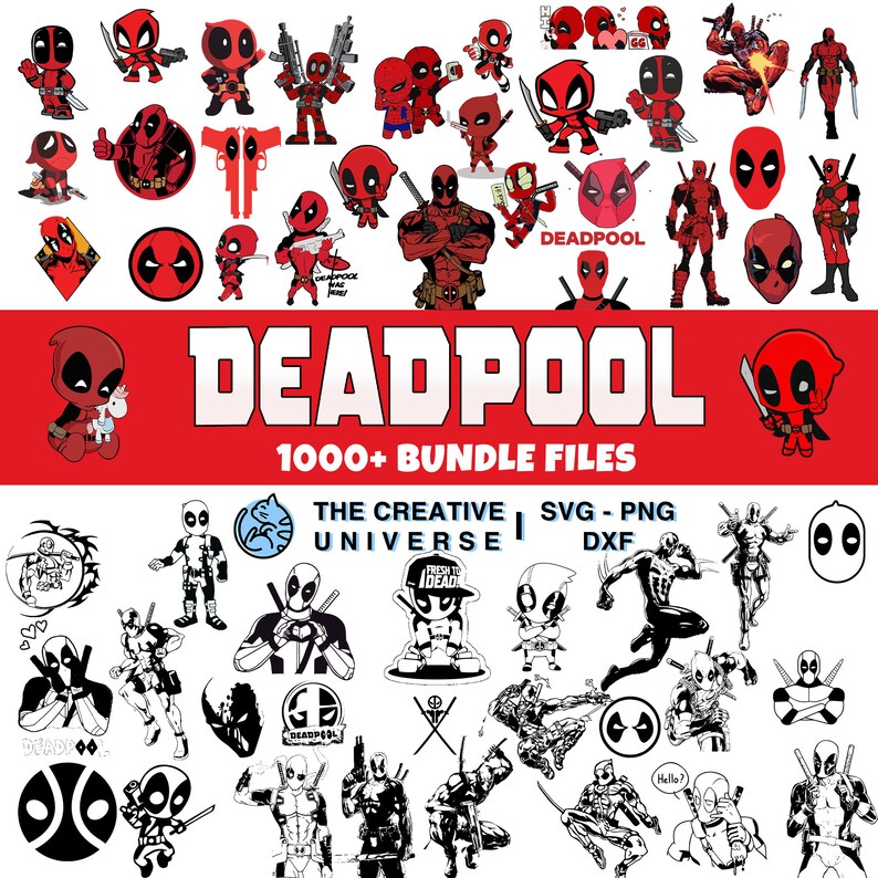 Deadpool Svg Bundle, SVG Cut Files for Cricut / Silhouette, PNG, DXF ...