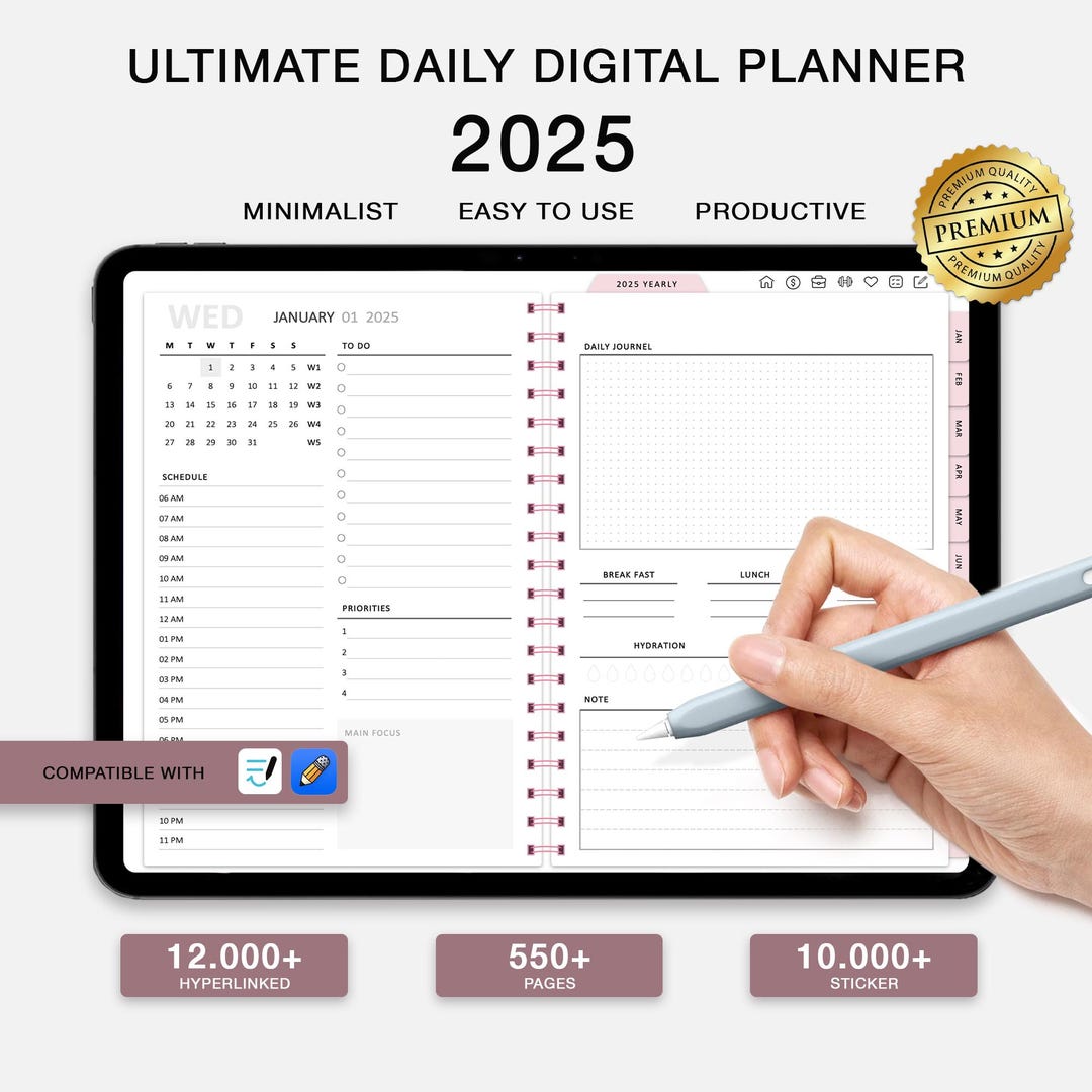 Ultimate Digital Planner Pink 2025, Goodnotes Planner, Daily Planner ...