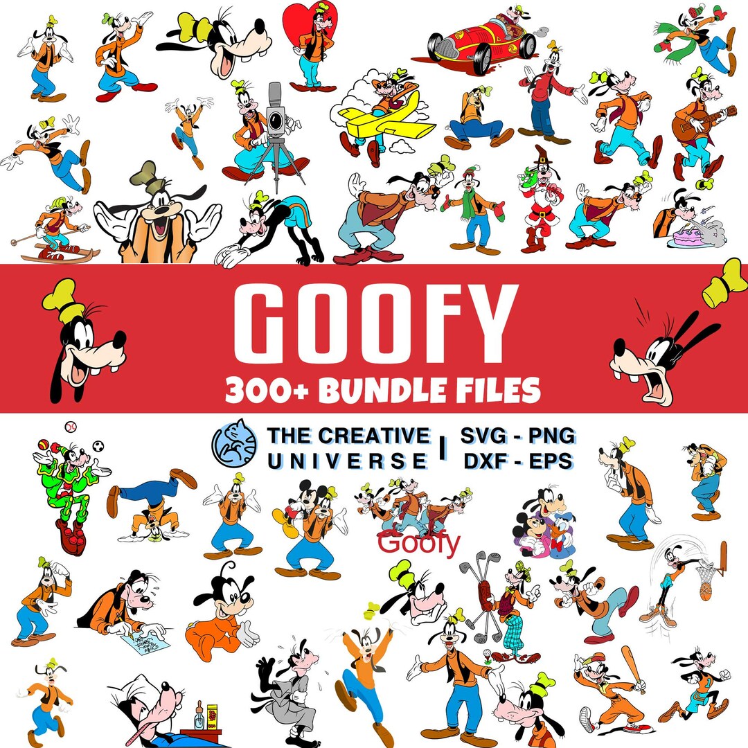 Goofy Bundle SVG, Goofy and Mickey Cricut Cut File, DXF, PNG, Clipart ...