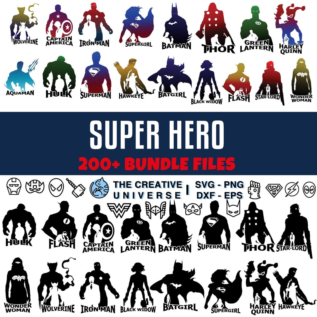 Super Hero Bundle svg, Helden svg, Cricut geschnitten Datei Dxf Png ...