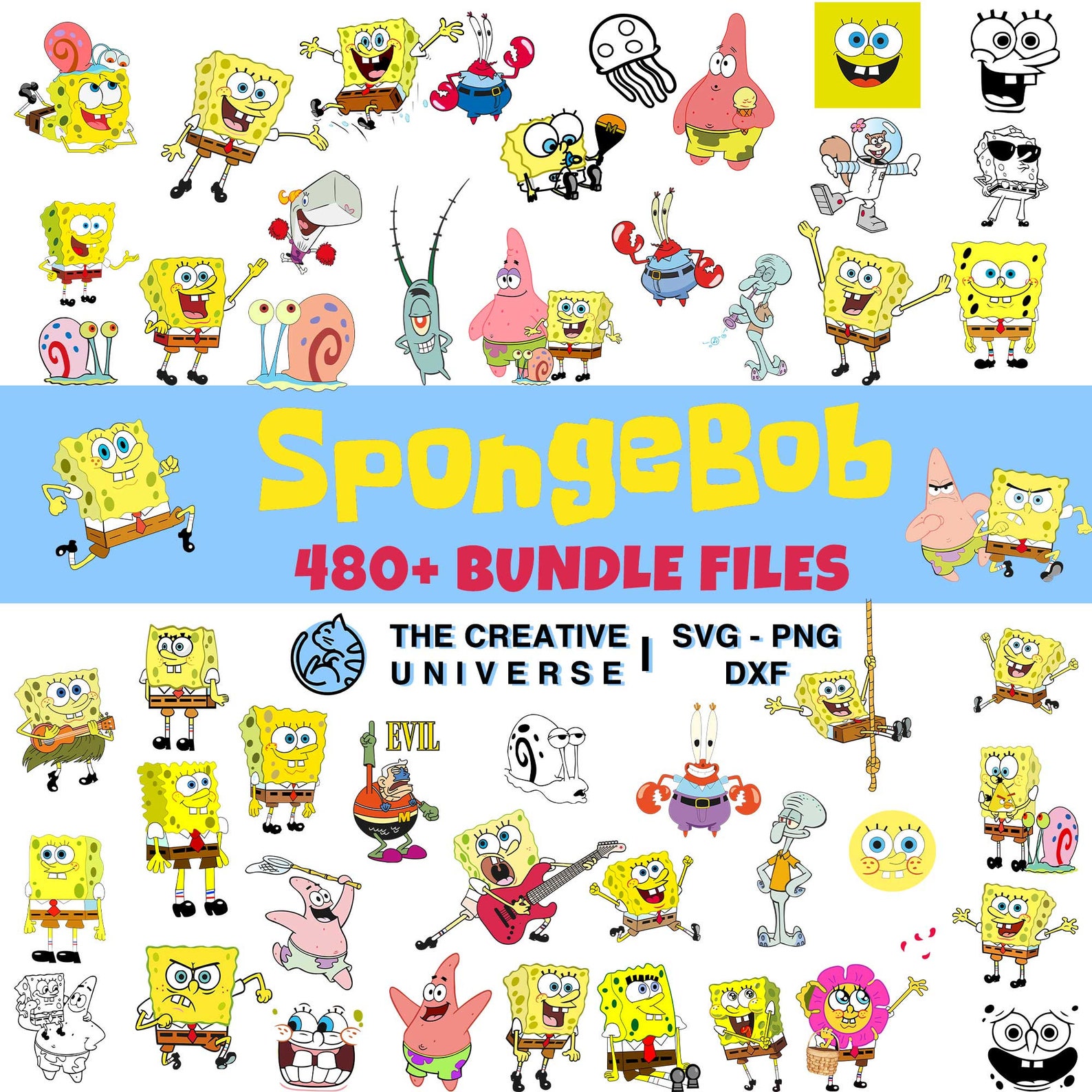 Spongebob svg Bundle, Silhouette,png , dxf - Etsy.de