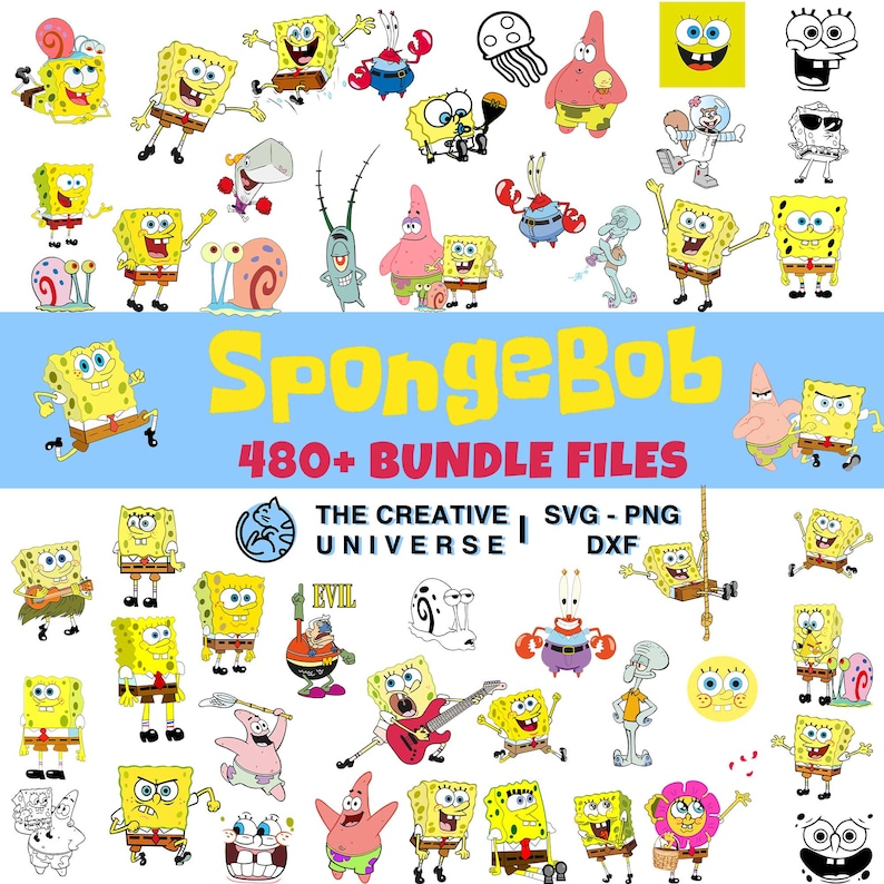 Spongebob svg Bundle, Silhouette,png , dxf - Etsy.de