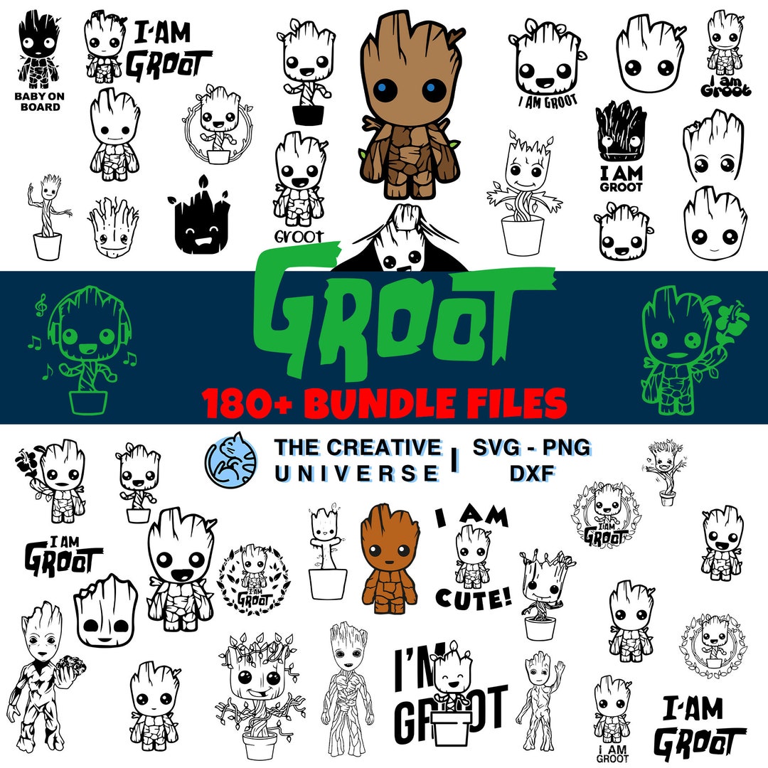 Baby Groot Svg Bundle, Groot SVG Cut Files for Cricut / Silhouette, PNG ...