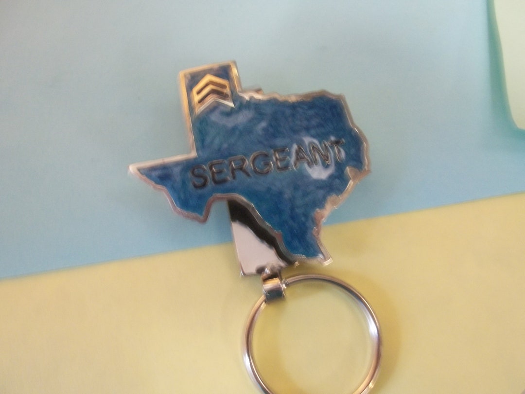229 SERGEANT Key Ring State of Texas in Blue With Stripes in Panhandle ...