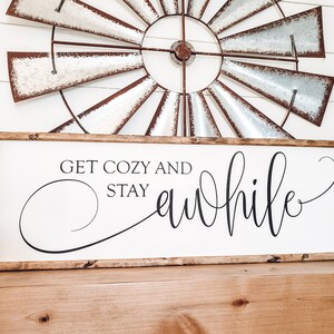 Get Cozy and Stay Awhile Sign, Living Room Wall Decor, Housewarming ...
