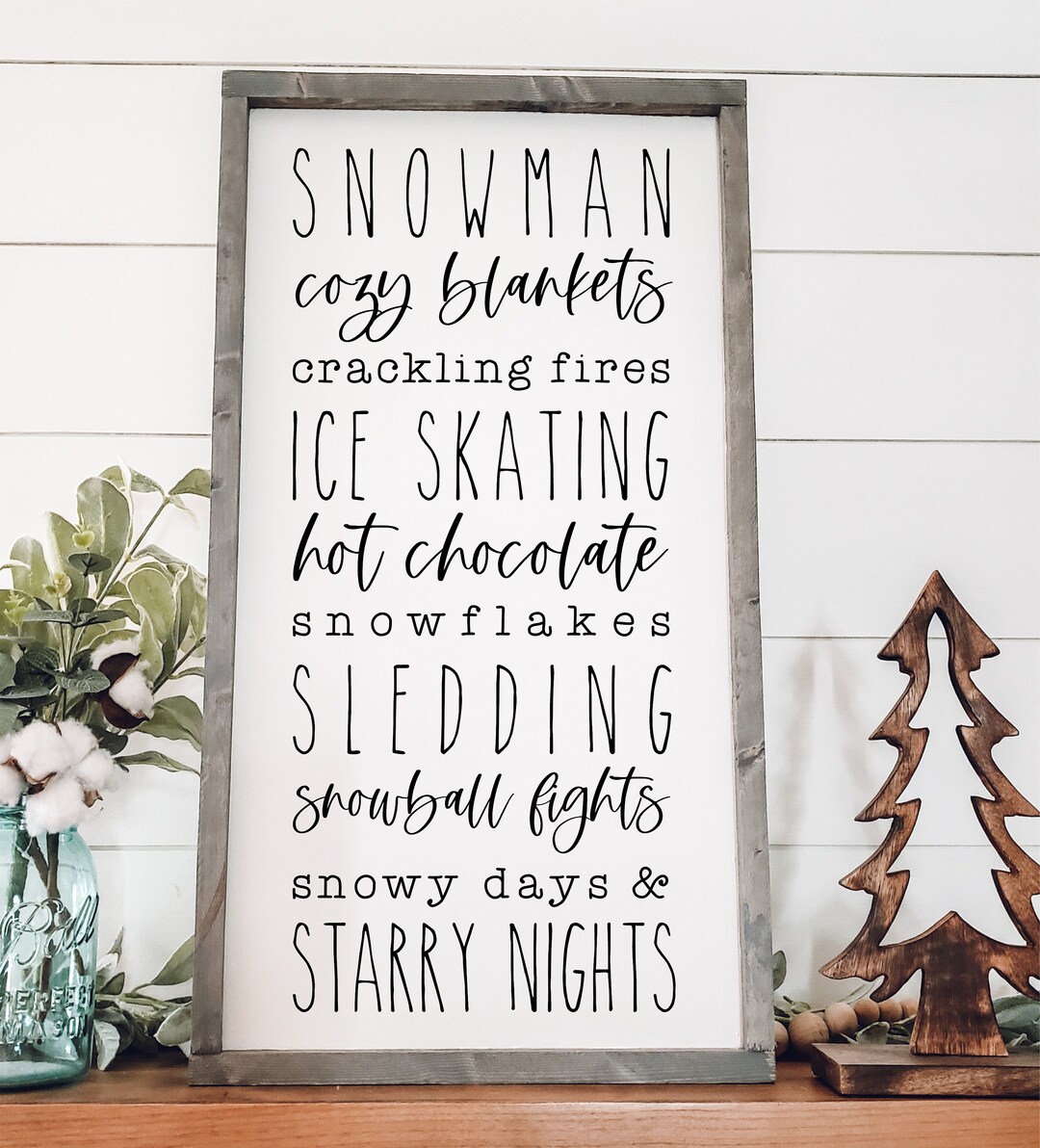 Winter Sign, Winter Favorites Sign, Winter Words List Sign, Wood Sign ...