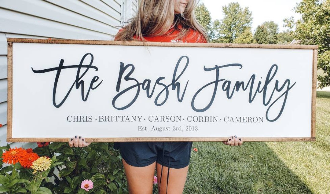 Family Name Sign, Last Name Sign, Family Established Wood Sign, Wedding ...