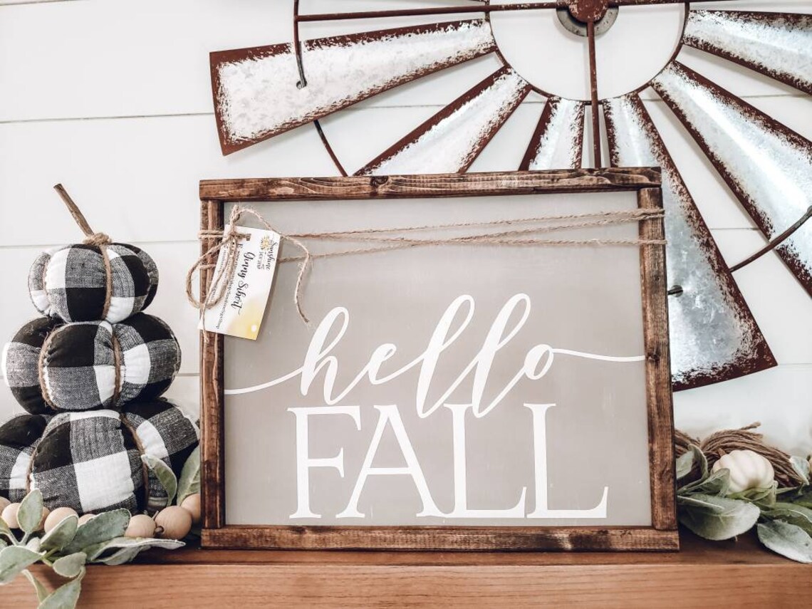 Hello Fall Sign Wood Sign Fall Sign Hello Fall Fall Decor | Etsy