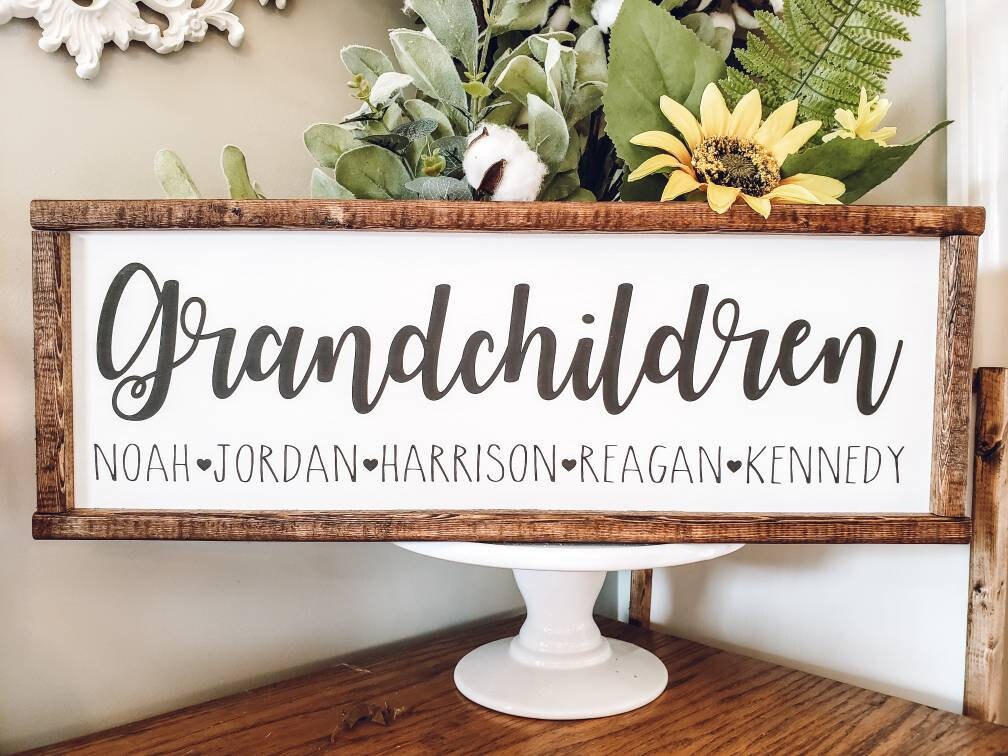 Grandchildren Names Sign Grandparents Sign Mothers Day Gift | Etsy