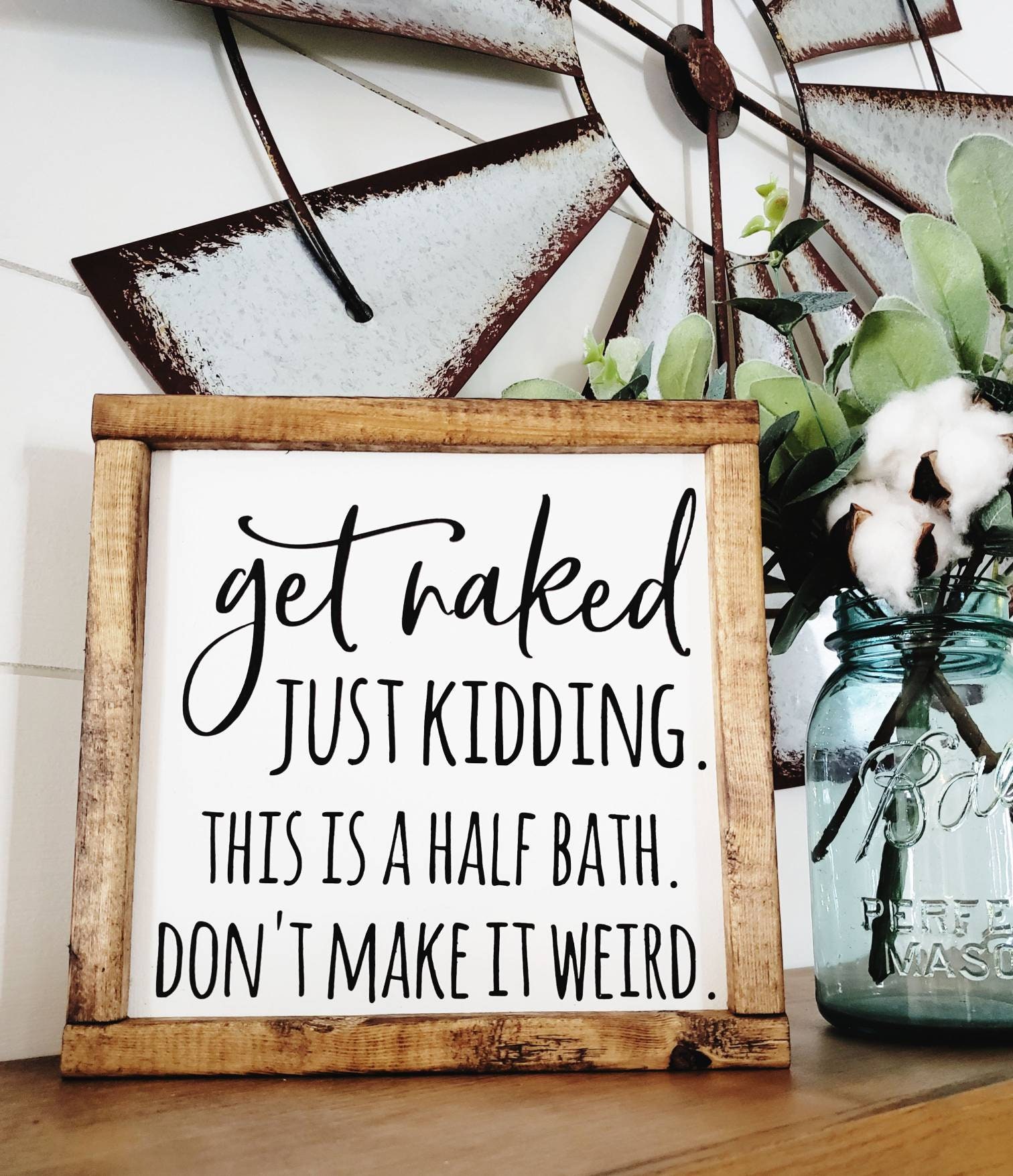 Get Naked Sign Half Bath Sign Wood Sign Bathroom Wall | Etsy